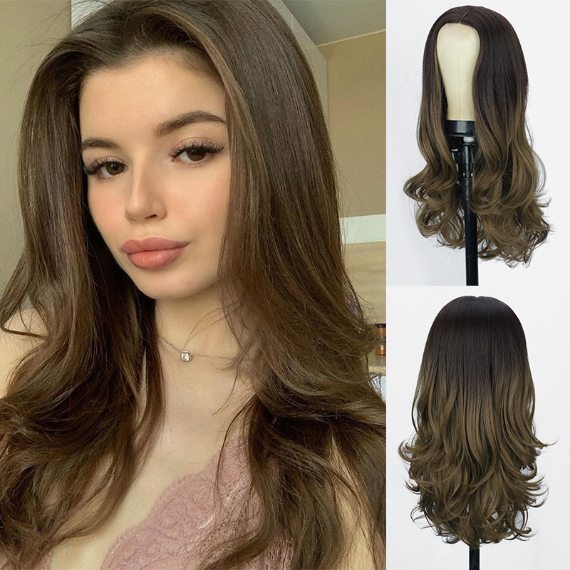 Wholesale Women'S Wig Front Lace Middle Split Long Curly Hair Chemical ...